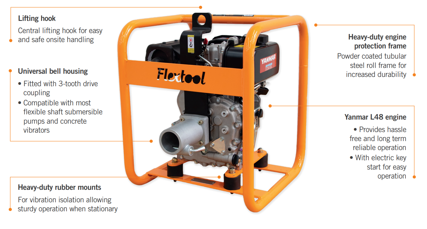 Flextool Drive Unit FDU-DE2 (Electric start) — Yanmar 4.8 hp Diesel ...